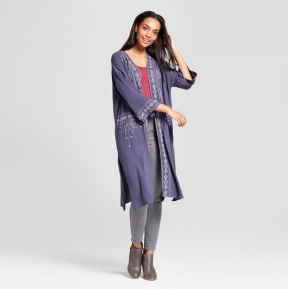 Knox Rose | Tops | Knox Rose Periwinkle Colored Embroidered Duster ...